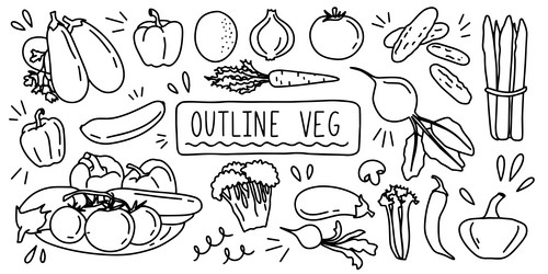 Variable fresh food healthy vegetables outline Vector Image