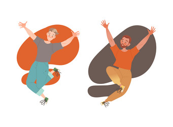 Happy man character jumping with joy feeling Vector Image