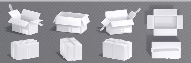 Open 3d cardboard box mockups Royalty Free Vector Image