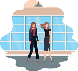 Businesswomen with wall and windows avatar Vector Image