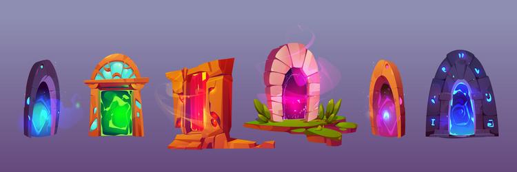Fantasy fairy magic portal cartoon game Royalty Free Vector