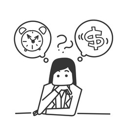 Hand drawn doodle business woman confused Vector Image