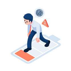 Businessman carrying the low battery Royalty Free Vector