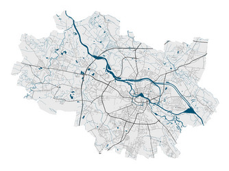 Oder river map wroclaw city poland watercourse Vector Image