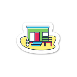 Beach hut sticker Royalty Free Vector Image - VectorStock