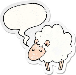 Cartoon sheep and speech bubble sticker Royalty Free Vector