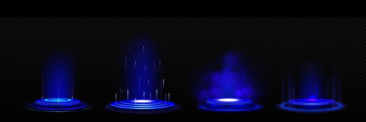 3d circle podiums with red neon light Royalty Free Vector