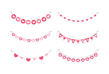 Valentines day bunting clipart set Royalty Free Vector Image