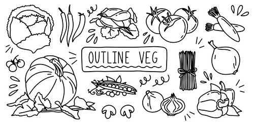 Variable fresh food healthy vegetables outline Vector Image