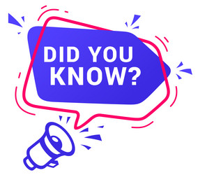Did you know sign quick tips label with megaphone Vector Image