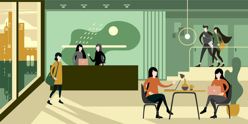 Modern urban eco green office interior Royalty Free Vector