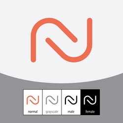 N letter logo orange color Royalty Free Vector Image