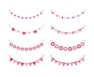 Valentines day triangle pennant banner bunting Vector Image