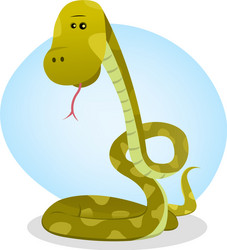 Cartoon green snake eating a mouse Royalty Free Vector Image