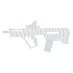 Submachine gun weapon charger butt barrel striped Vector Image