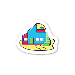 Beach hut sticker Royalty Free Vector Image - VectorStock