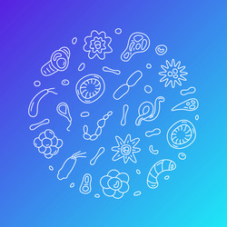 Biotech concept outline round blue banner Vector Image