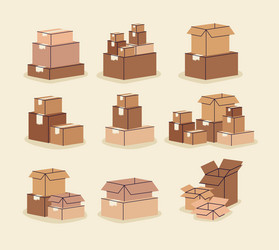 Six boxes piles Royalty Free Vector Image - VectorStock