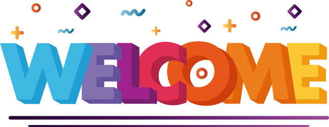 Welcome label lettering with set colors letters Vector Image