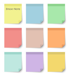 Notes colored sticky papers with pin clips memo Vector Image
