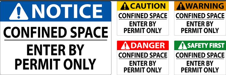 Caution sign confined space - enter by permit only