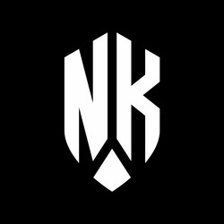 Nk logo monogram shield shape with crown design Vector Image