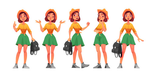 Woman character cartoon pose set Royalty Free Vector Image