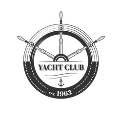 Yacht club logo with seaman helmsman Royalty Free Vector