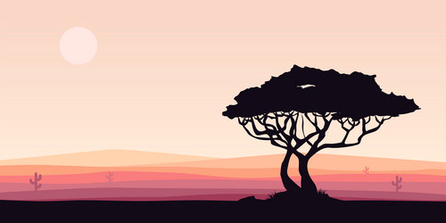 African landscape layer design with sitting lion Vector Image