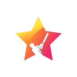 Cricket logo design red and blue color Royalty Free Vector