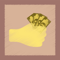 Flat shading style icon money in hand Royalty Free Vector