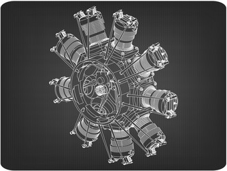 Radial engine blueprints Royalty Free Vector Image