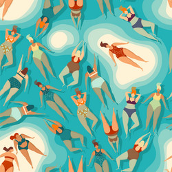 Seamless pattern with swimming people Royalty Free Vector