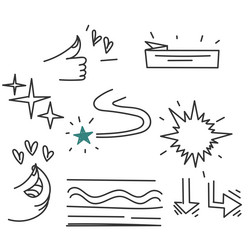 Hand drawn collection design element doodle Vector Image