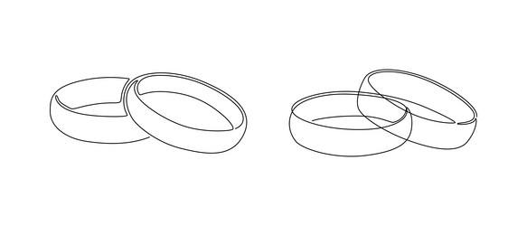 One continuous line drawing of wedding rings Vector Image
