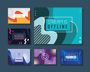 Blue currently offline template Royalty Free Vector Image