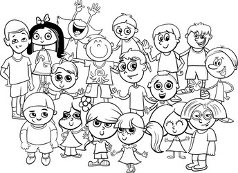 Children characters group cartoon Royalty Free Vector Image