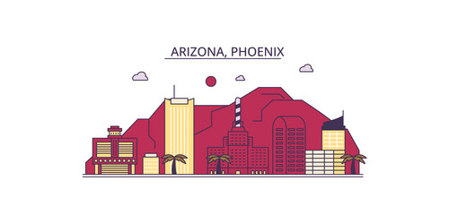 United states phoenix city skyline isolated Vector Image