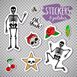 Quirky quotes stickers on transparent background Vector Image