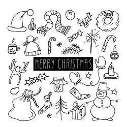 Big christmas doodle clipart Royalty Free Vector Image