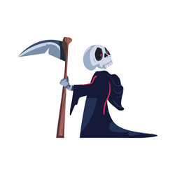 Flat grim reaper with fire Royalty Free Vector Image
