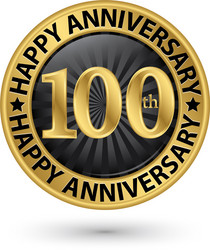 Happy birthday 100 years retro label with red Vector Image