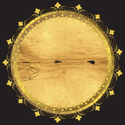 Round frame from old paper with butterfly Vector Image