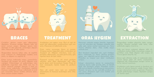 Oral hygiene banners with cute tooth Royalty Free Vector