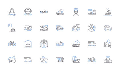 Commercial transit line icons collection bus Vector Image