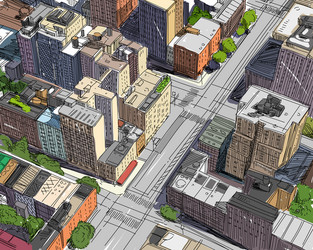 Hand drawn city plan sketch Royalty Free Vector Image