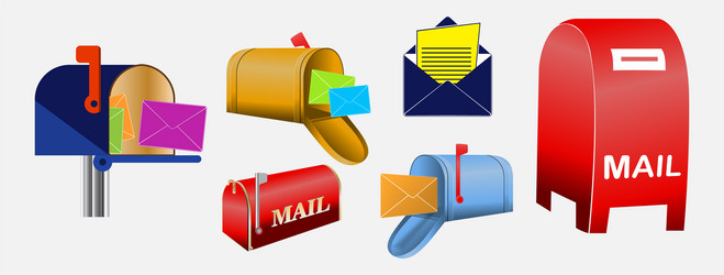 Red mailbox on stick cartoon flat Royalty Free Vector Image