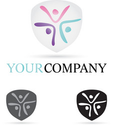 Unity three logo people Royalty Free Vector Image