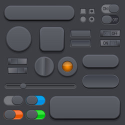 Black interface buttons 3d set of ui icons Vector Image