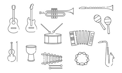 Line musical instruments continuous drums Vector Image